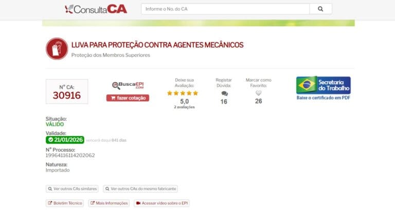 O que é CA do EPI e qual a sua diferença para a validade?